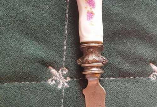 Нож старинный серебро, керамика уникальный