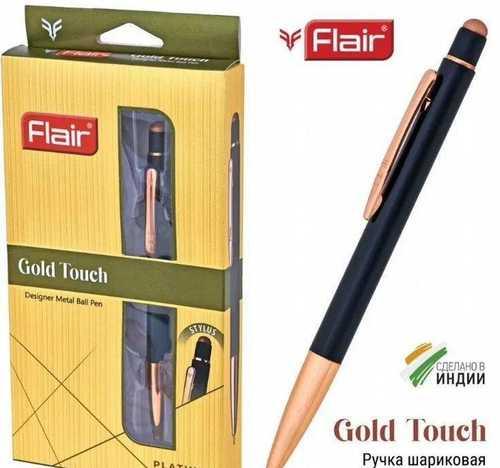 Ручка шариковая Flair Gold Touch со стилусом синяя