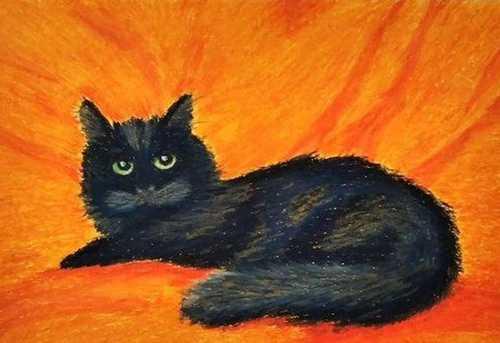 Кошка Картина пастелью на бумаге