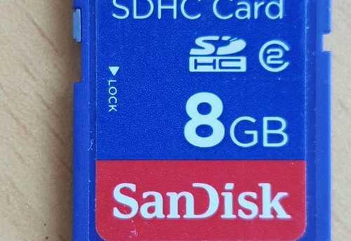 Карта памяти sdhc SanDisk 8gb