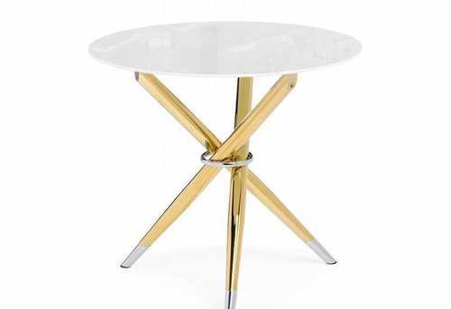 Стеклянный стол Rock 80х75 white / gold