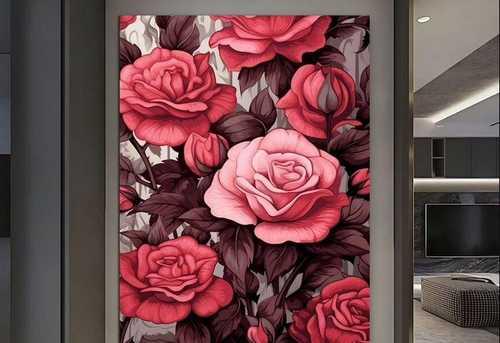Картина маслом цветы розы ручная работа