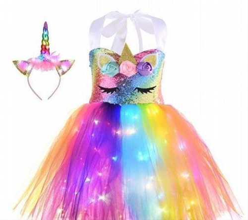Костюм платье с ободком карнавальный светящийся