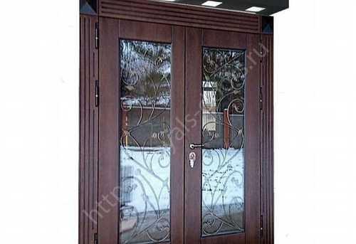 Двустворчатая железная дверь со стеклом