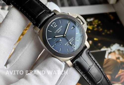 Часы Panerai Luminor GMT 42 mm титан и карбон blue