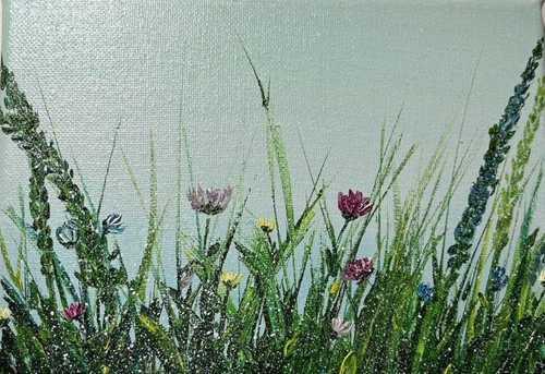Картина маслом на холсте полевые цветы