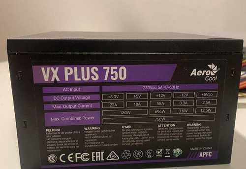 Блок питания Aerocool VX plus 750 w