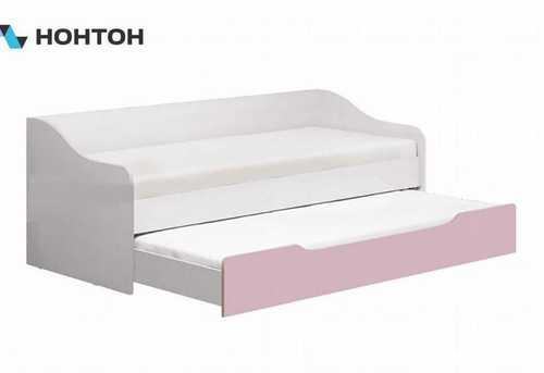 Кровать выдвижная Вега fashion белый / розовый