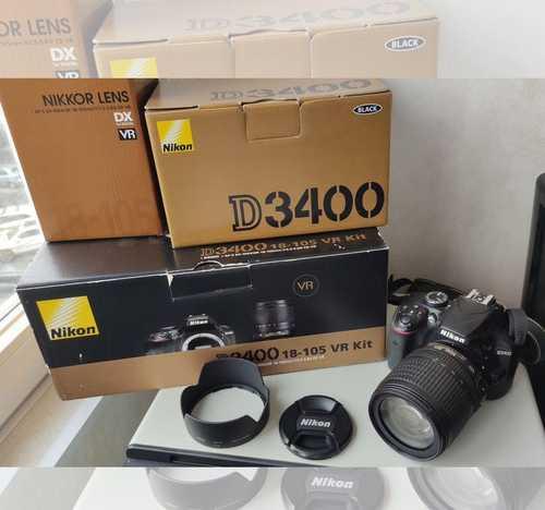 Nikon D3400 kit 18-105mm как новый в коробке