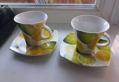 Чашка с блюдцем лимоны