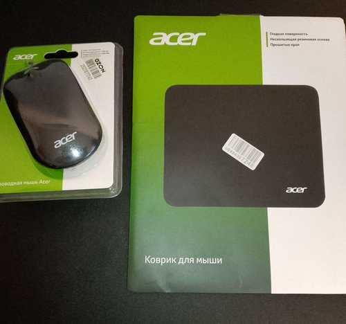 Проводная мышь с ковриком Acer новые