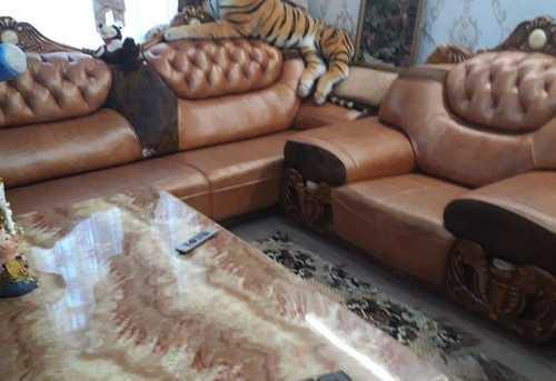Мягкая мебель комплект диван и 2 кресла, журстолик