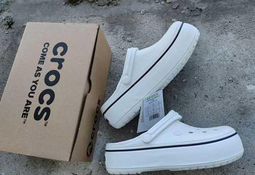 Белые crocs на платформе 36-39р