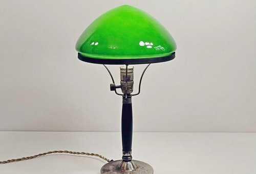 Лампа антикварная настольная зеленый плафон старин