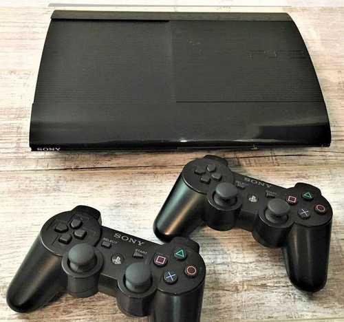 Прошитая Sony PS3 Super Slim 500GB, 2 джоя  55 игр