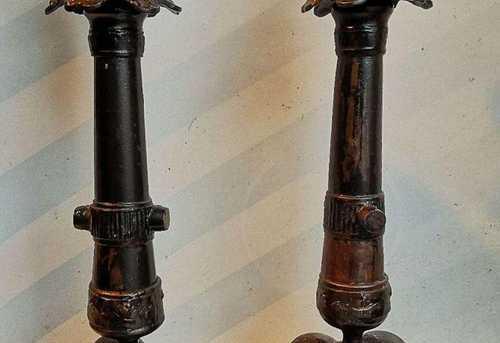 1860-90.Старинные парные подсвечники.Пушки на ядра