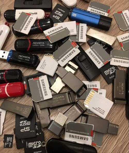 Лот из 180 нерабочих usb и sd флешек