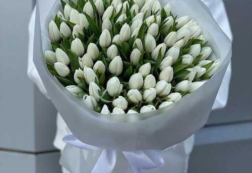 Тюльпаны белые букет 101