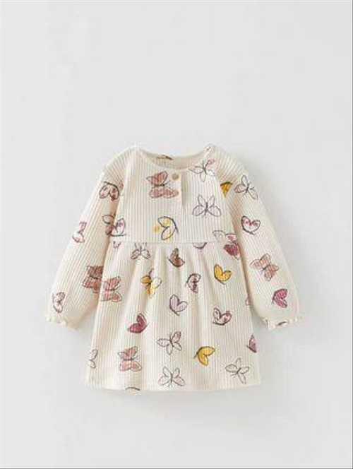 Платье zara с длинным рукавом 86-110