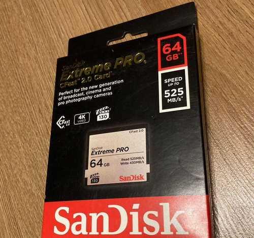 Карта памяти CFast 2.0 Sandisk 64Gb