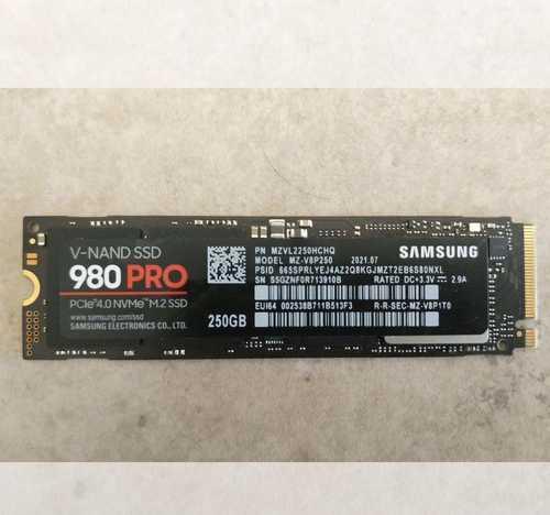 SSD M2 NVMe Samsung 980 PRO 250GB