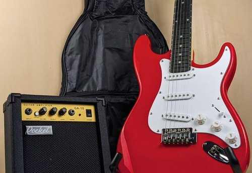 Электрогитара Stratocaster комбик аксессуары