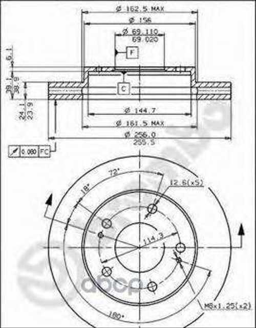 Диск тормозной Standard перед mitsubishi EC