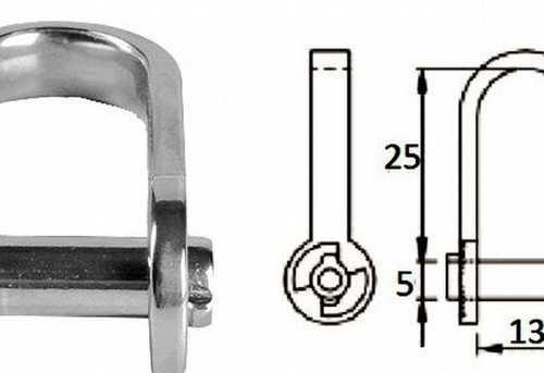 Скоба такелаж.плоская удл.с винт.пальцем 5х25мм