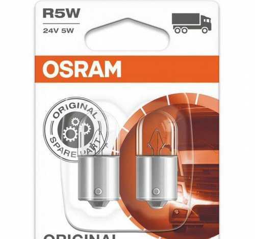 Лампа галогенная osram R5W (BA15s), 2шт, 24V, 5627