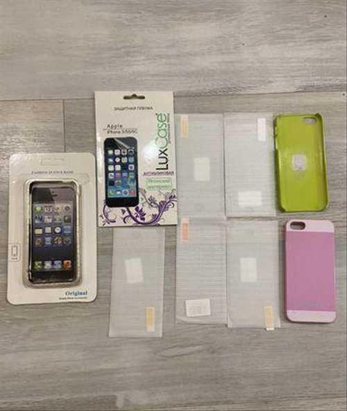 Чехол на iPhone 5 5s se 3шт + 6 защитных стекол