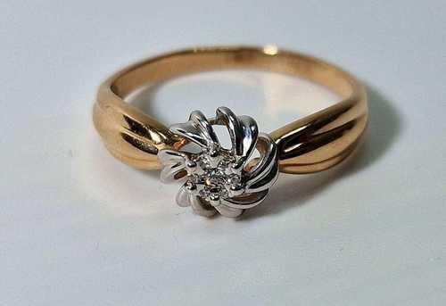 Золоте кольцо 585 пробы с бриллиантами