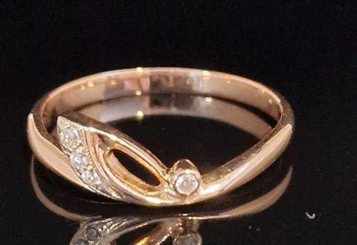 Золотое кольцо лепесток с фианитами (бм)