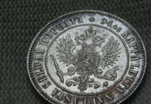 Русская Финляндия 1 марка 1915 UNC Николай второй