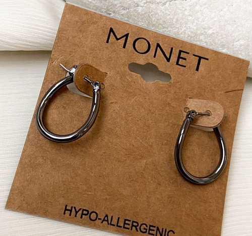 Новые серьги Monet черные овалы оригинал