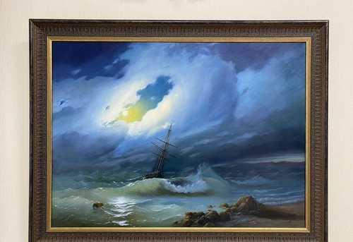 Живописная копия картины "Бурное море ночь"