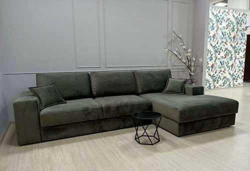 Угловой диван велюр современный