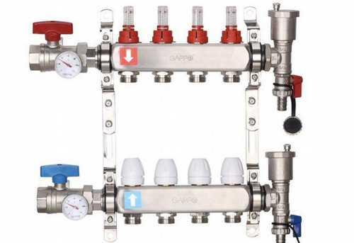 Коллектор с расходомерами 3-вых. x1"x3/4" Gappo