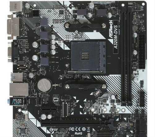 Плата Asrock AM4 A320 A320M-DVS R4.0 2хDDR4 1хPCI