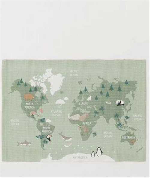Хлопковый коврик H&M home карта мира