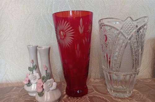 Ваза для цветов СССР стекло хрусталь керамика