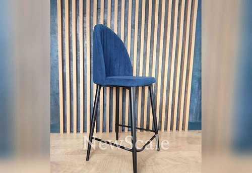 Барный синий стул для кухни со спинкой лофт