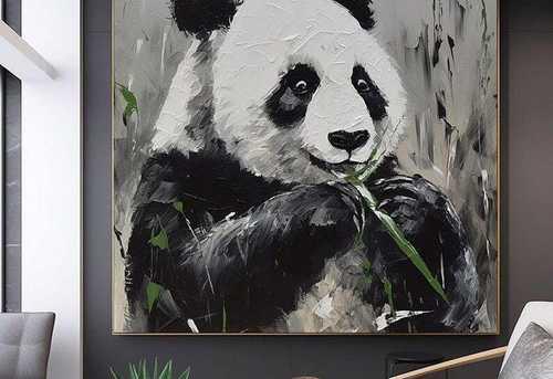 Большая картина маслом с текстурой милая панда