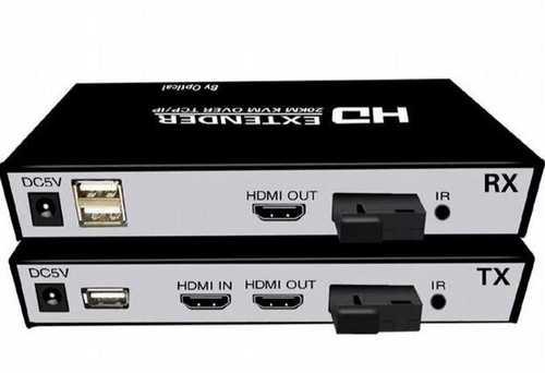 Удлинитель hdmi+USB по оптич. кабелю на 20 км