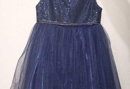 Детское нарядное платье 116 синее