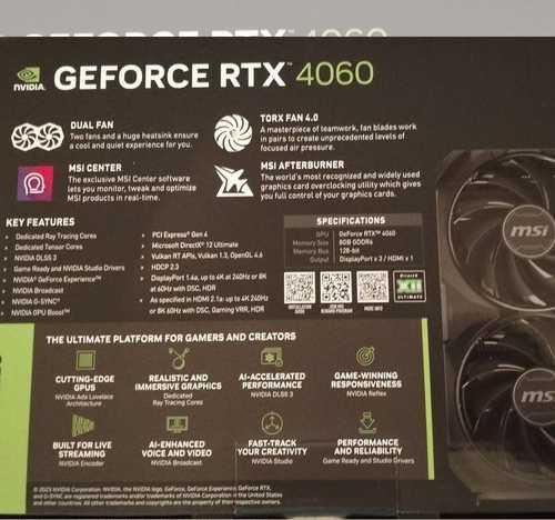 Видеокарта rtx 4060 8gb Ventus 2x