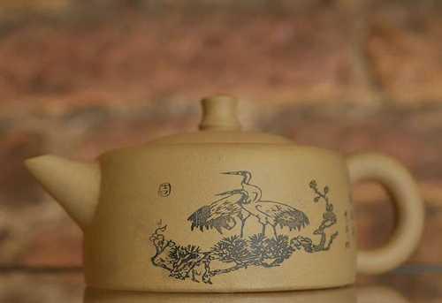 Чайник из исинской желтой глины "Журавль", 170 мл
