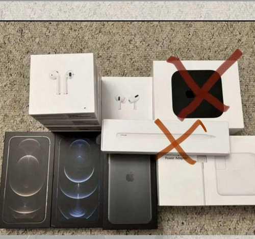 Коробки AirPods, iPhone, MagSafe