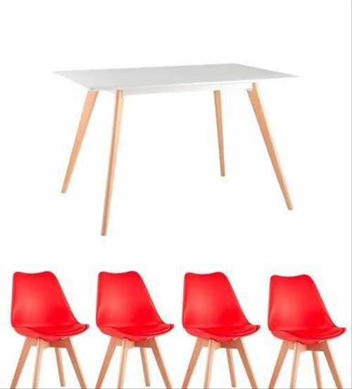 Обеденная группа frank, 4 красных стула Frankfurt