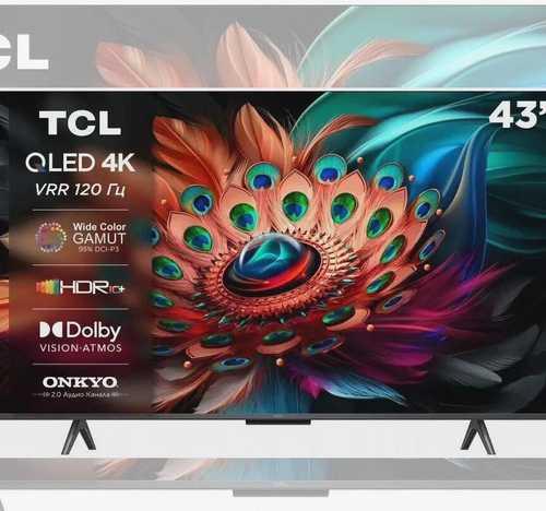 Телевизор TCL 43C655, qled, 4K,смарт тв, Google TV