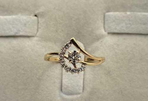 Золотое кольцо 585 с бриллиантами 0,195 ct